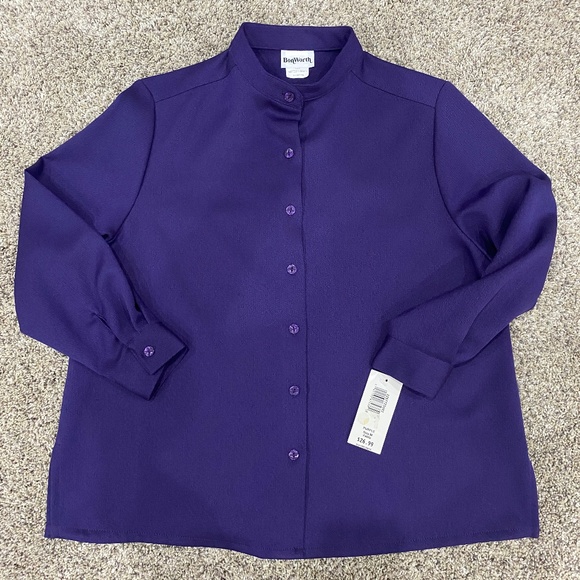BonWorth | Tops | Nwt Bonworth Petite Medium Purple Shirt Blouse Jacket ...